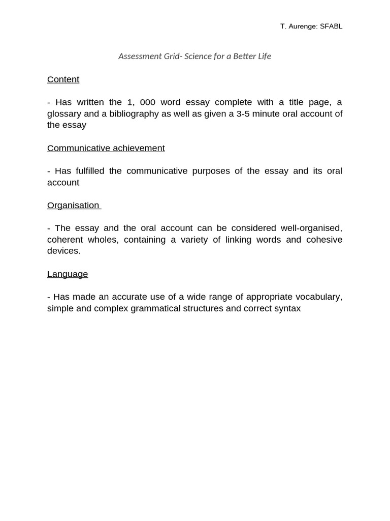 Assessment of Science Essay Skills | PDF