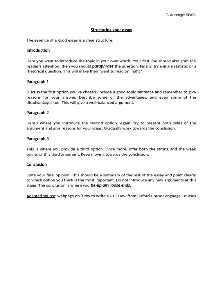 Structuring Your Essay | PDF