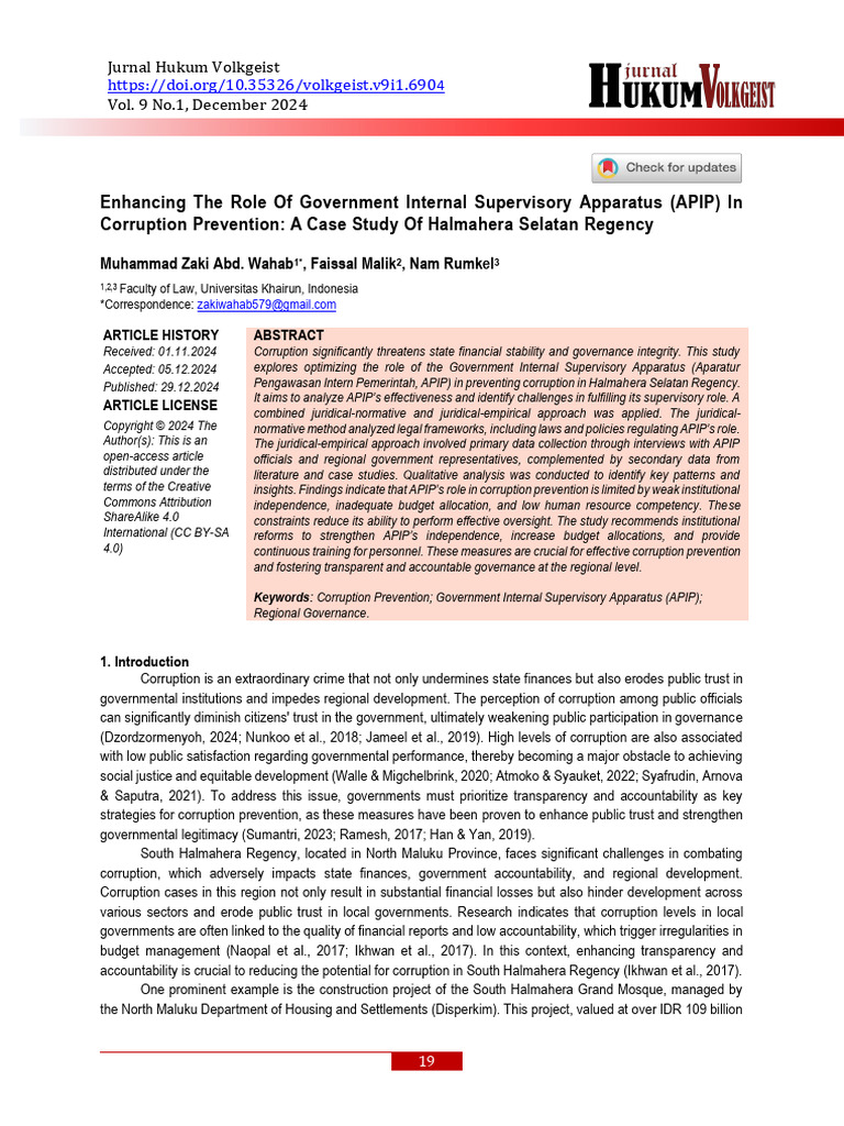 Enhancing The Role of Government Internal Supervisory Apparatus (APIP ...