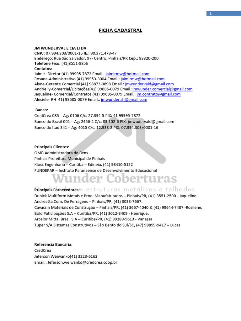 Ficha Cadastral Atualizada | PDF
