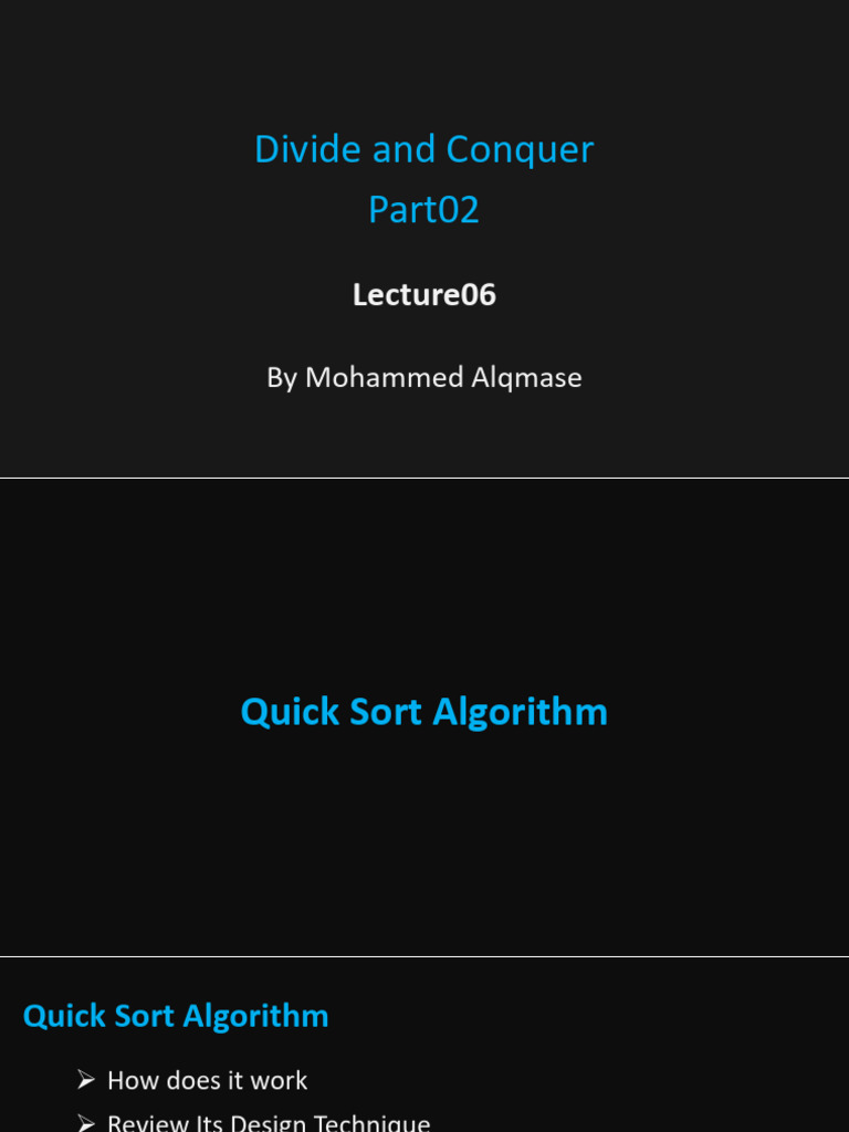 Lecture06 - Divide and Conquer-Queck Sort | PDF | Theoretical Computer Science | Algorithms And ...