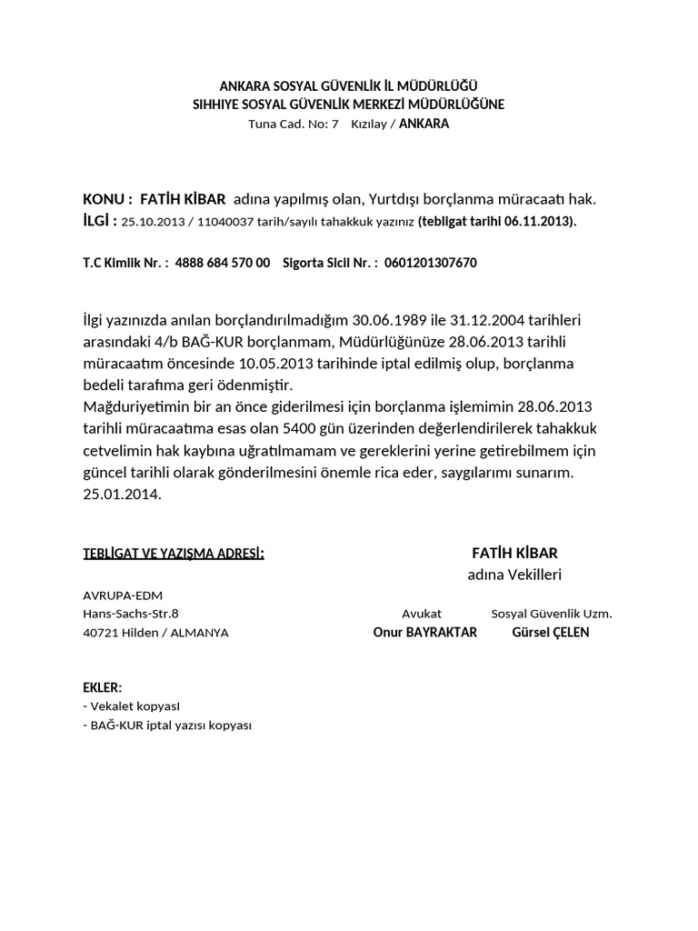 Basvuru Hakkinda Bilgi Isteme Dilekcesi | PDF