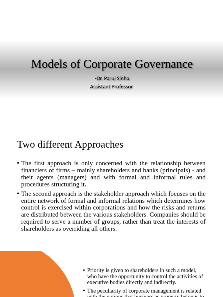 Models of Corporate Governance | PDF | Corporate Governance | Board Of ...