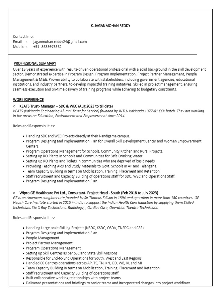 SR Program Manager SAMPLE RESUME | PDF | Project Management | Business