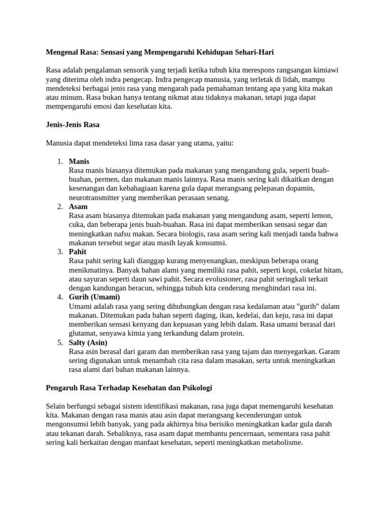 Mengenal Rasa | PDF