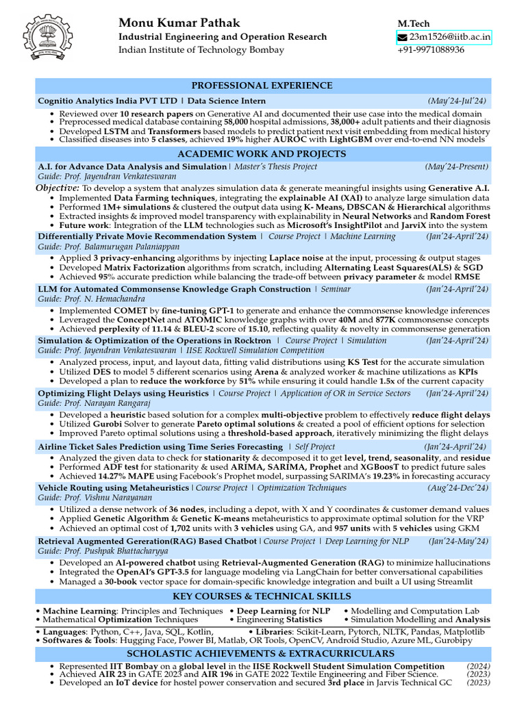 Monu_Pathak_CV | PDF | Artificial Intelligence | Intelligence (AI) & Semantics