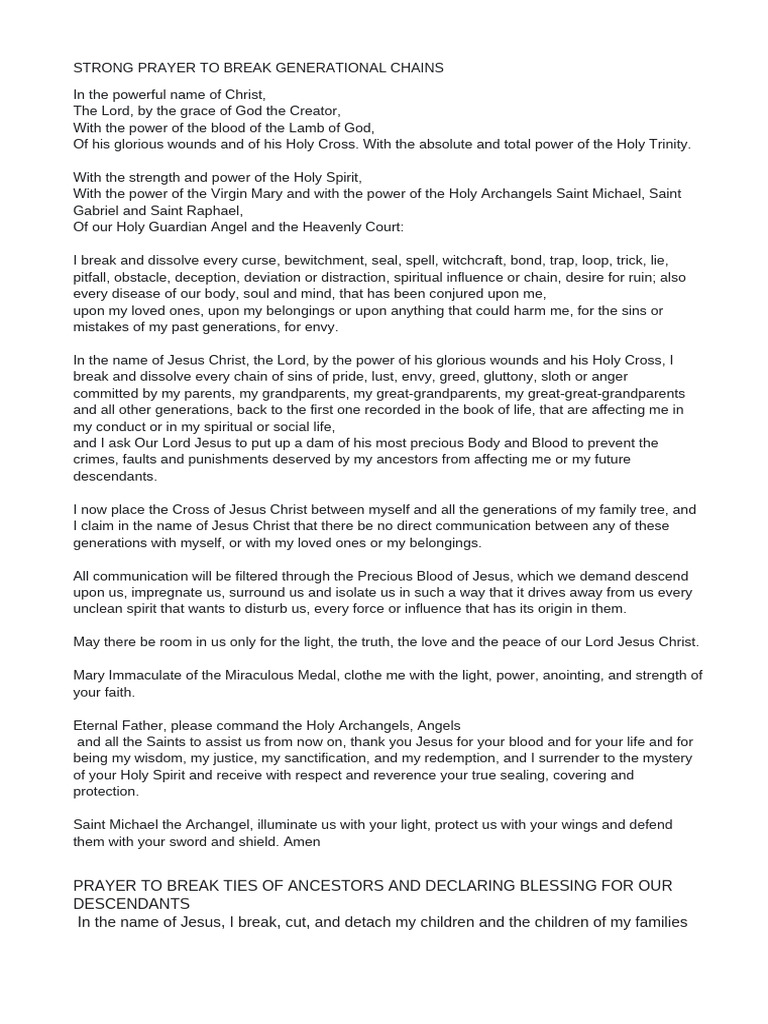 Strong Prayer to Break Generational Chains | PDF | Seven Deadly Sins ...
