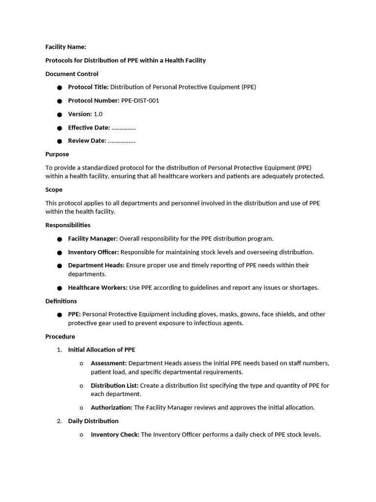 Ppe Distribution Protocals | PDF | Personal Protective Equipment ...