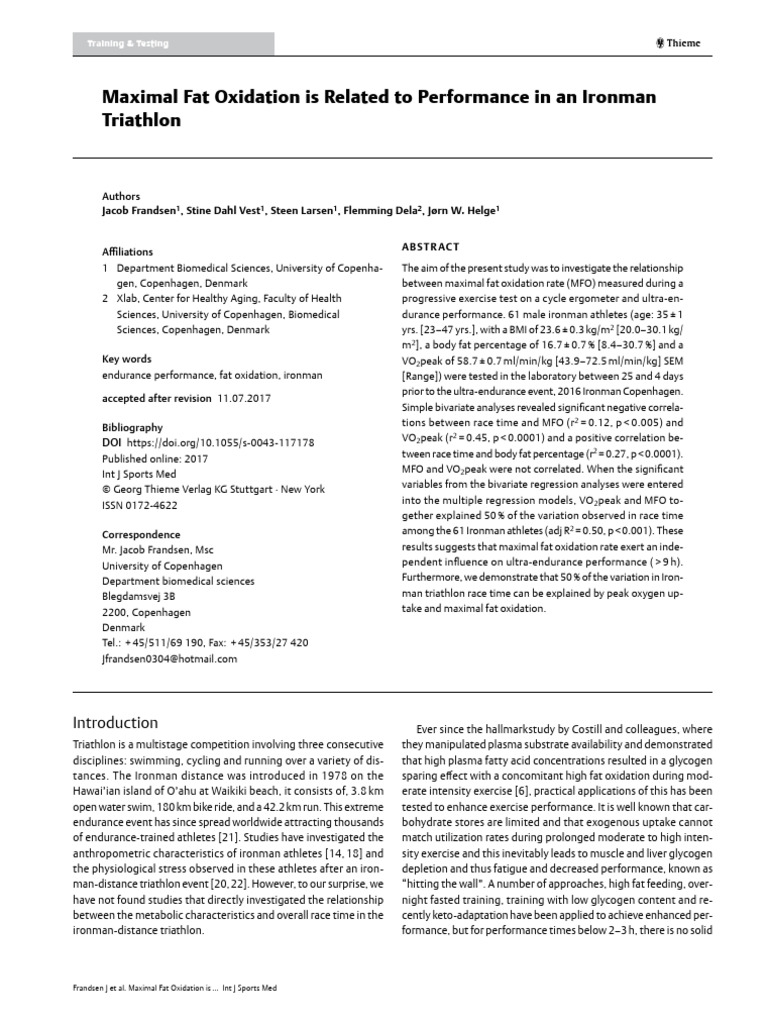 Fat Max Is Related To Performance | PDF | Dependent And Independent ...