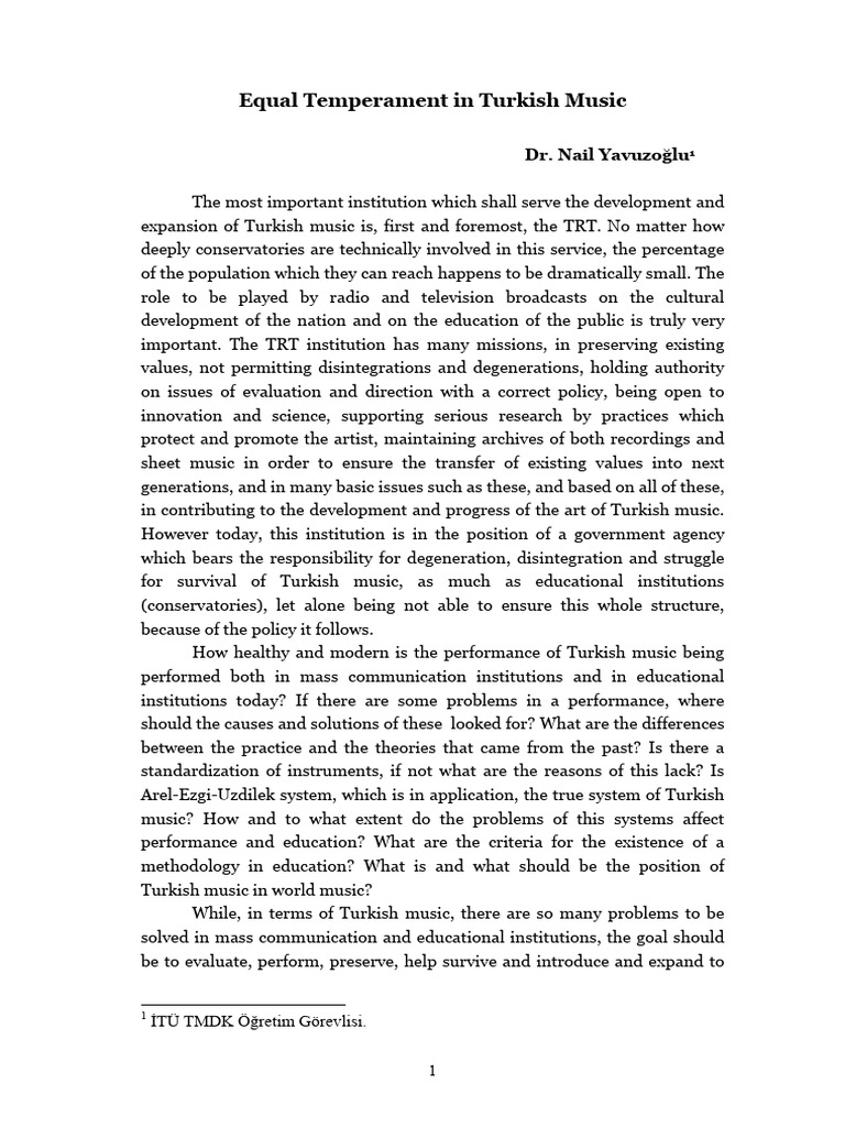 Equal Temperament in Turkish Music | PDF | Interval (Music) | Pitch (Music)