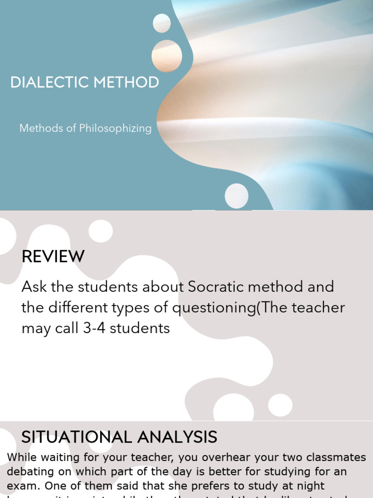 Dialectic Method in Philosophizing | PDF | Dialectic | Argument