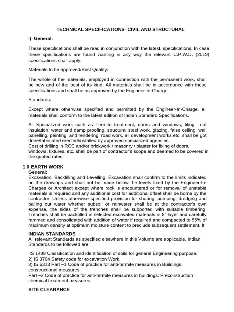 Tech Spec Civil Struct Finishes | PDF | Concrete | Cement