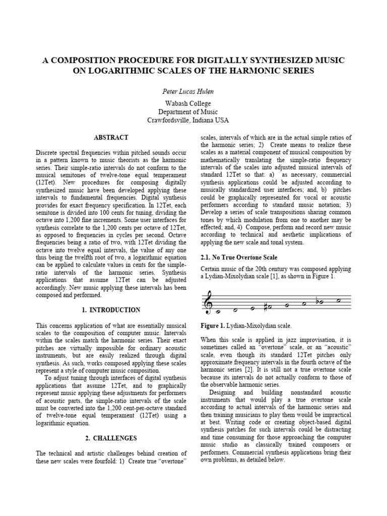 Digital Music Composition with Harmonic Scales | PDF | Interval (Music ...
