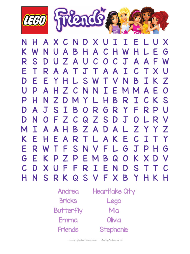 Lego Friends Word Search | PDF