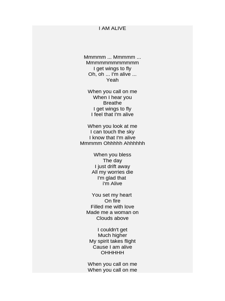 I AM ALIVE Lyrics | PDF