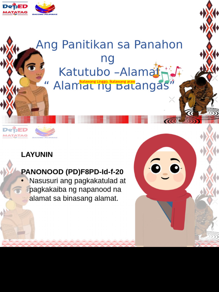 Ang Panitikan Sa Panahon NG Katutubo - Alamat " Alamat NG Batangas" | PDF