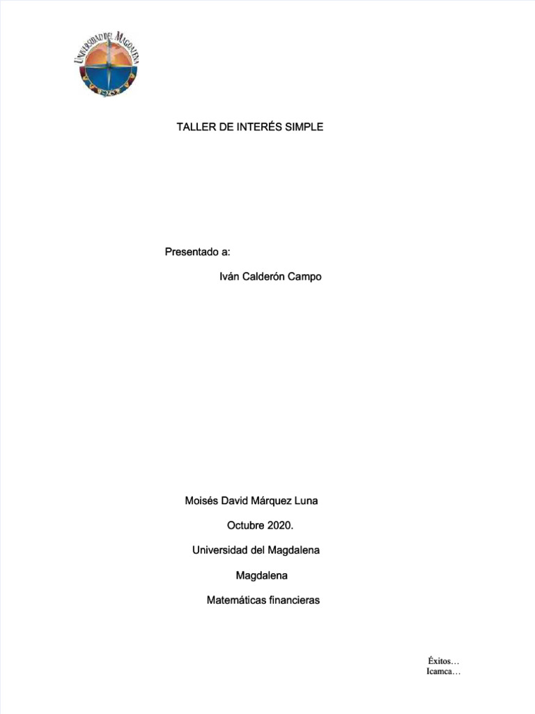 Taller Interes Simple Unimagdalena | PDF