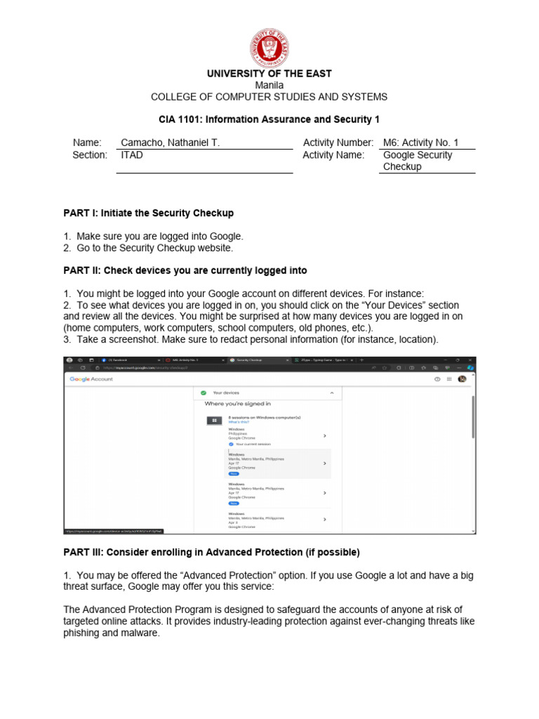 Google Account Security Checkup Information | PDF | Security | Computer Security