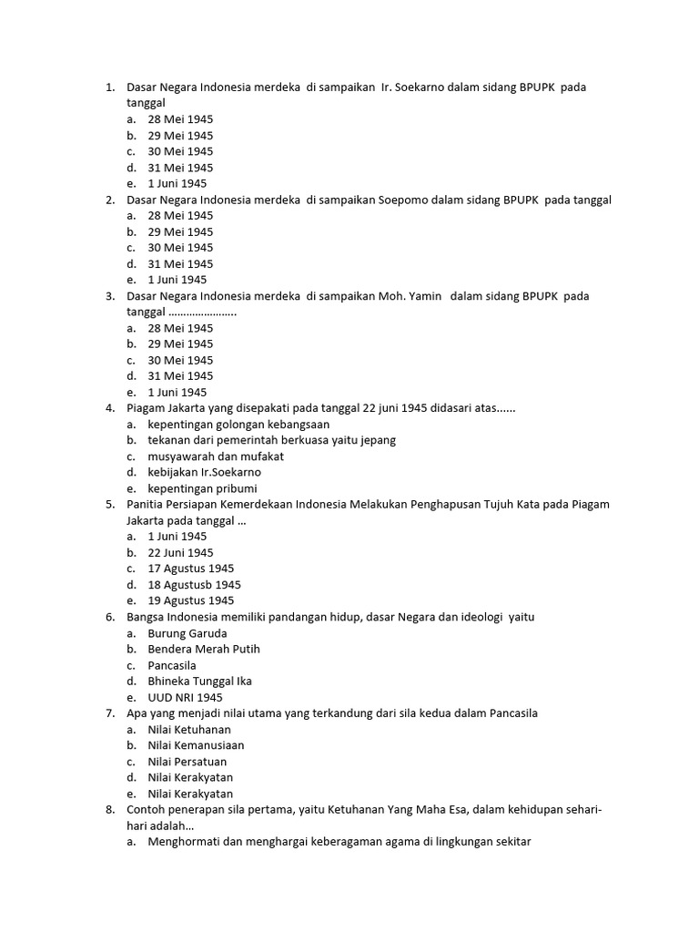 Kisi-Kisi PKN X | PDF