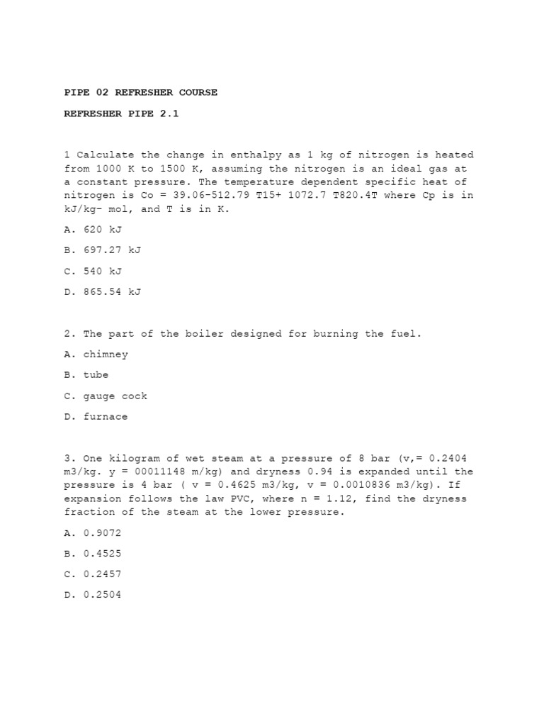 PIPE 02 REFRESHER COURSE | PDF | Steam | Gases