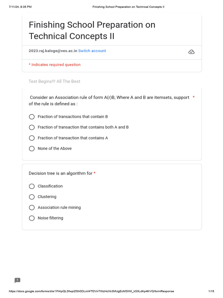 Technical Aptitude Test 11th July | PDF | Cluster Analysis | Regression ...