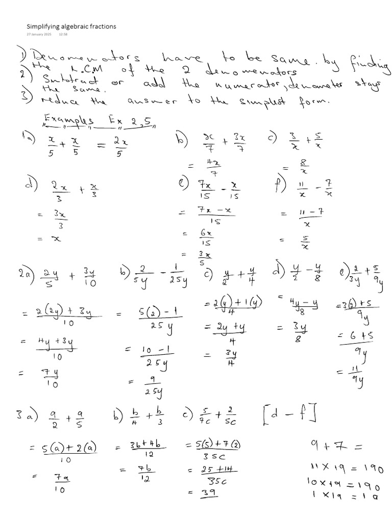 Simplifying Algebraic Fractions | PDF