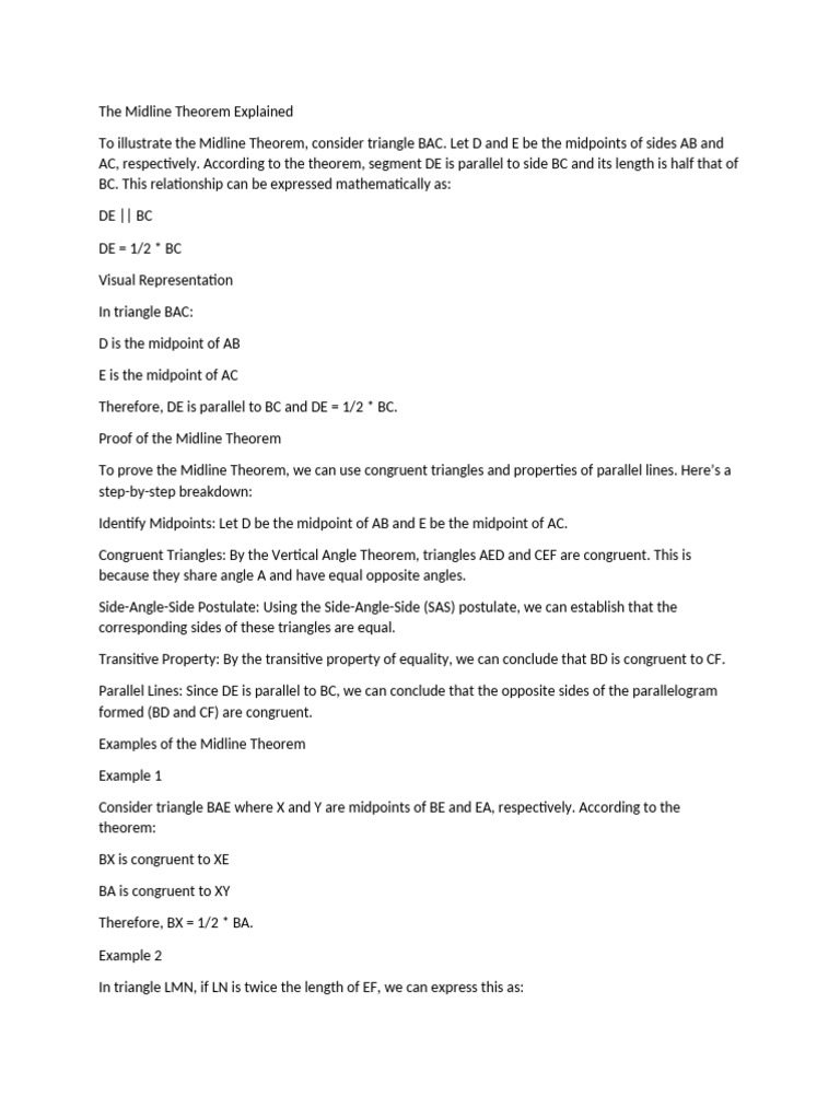 The Midline Theorem Explained | PDF