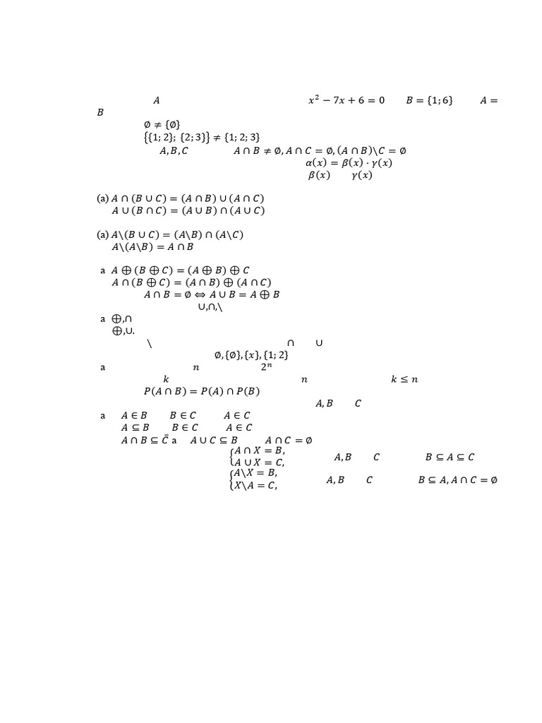 sem-1 (Operations on sets) | PDF | Zero Of A Function | Polynomial