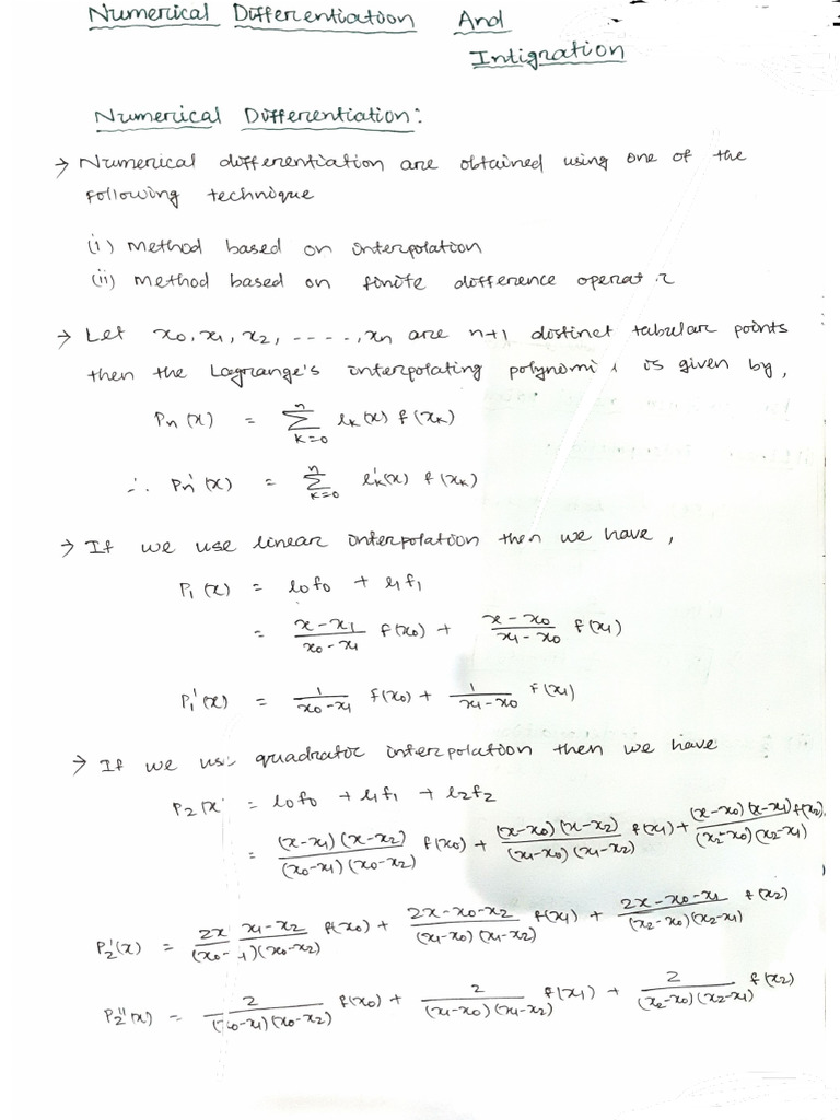 Numerical Differentiation and Integration | PDF