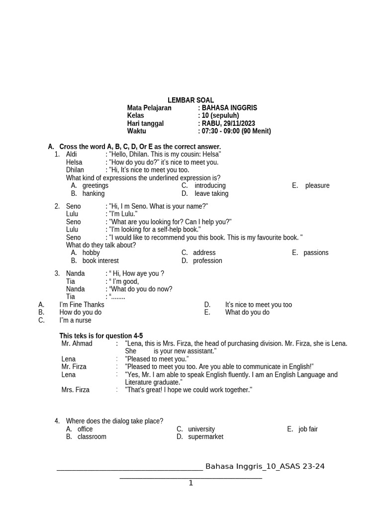 Bahasa Inggris 10 Asas 23 - 24 | PDF | Tsunami | Earthquakes