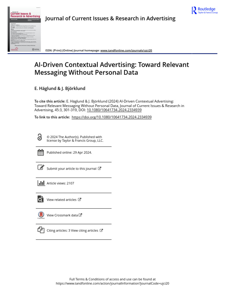AI-Driven Contextual Advertising Toward Relevant Messaging Without Personal Data | PDF ...