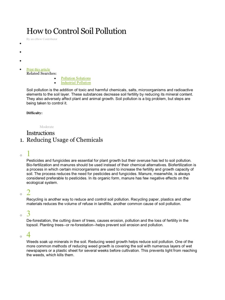 How To Control Soil Pollution | PDF | Science & Mathematics ...