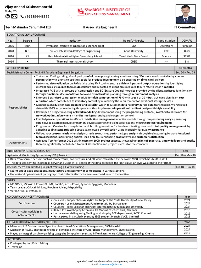 Vijay Anand's Professional Profile | PDF | Computer Science | Computer ...