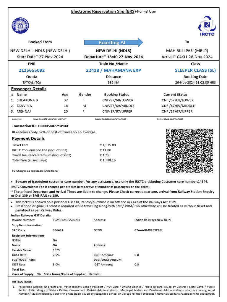 NDLS TO NHH 27 | PDF | Identity Document | Taxes