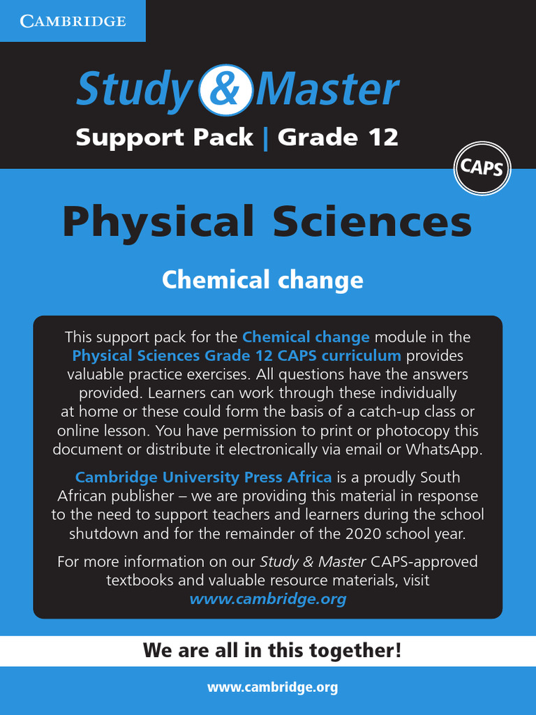 Grade 12 Chemical Change Revision Pack | PDF | Chemical Equilibrium ...