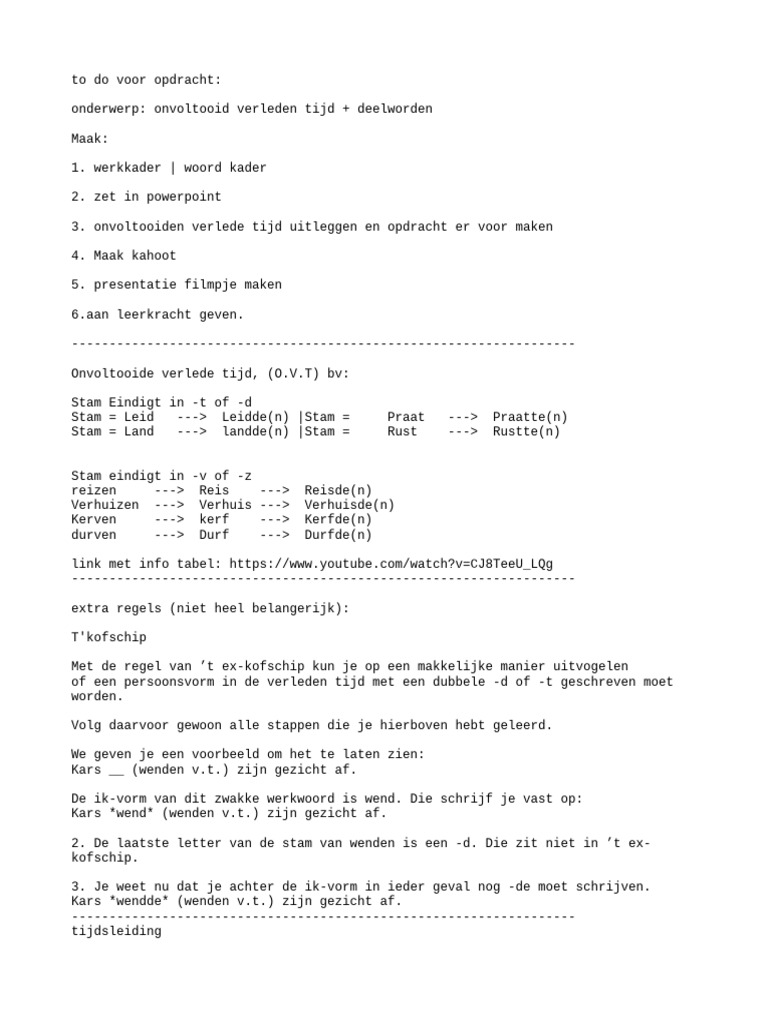 Pav Taal Cultuur OVT en Voltooide Werkworden | PDF