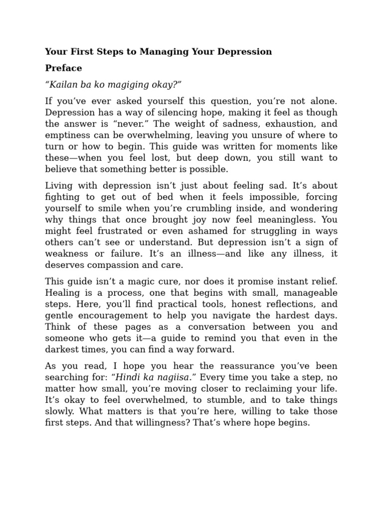 Your First Steps to Managing Depression Final | PDF | Thought | Psychology