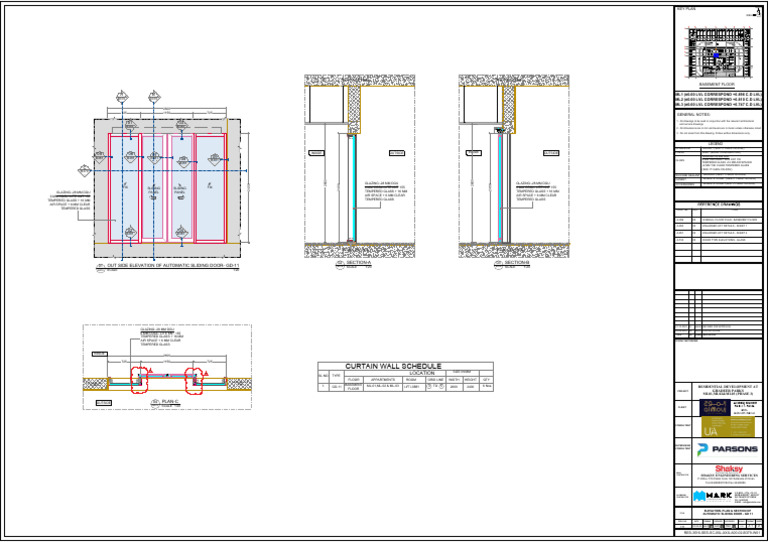 Curtain Wall Schedule: Section-A Section-B Out Side Elevation of ...