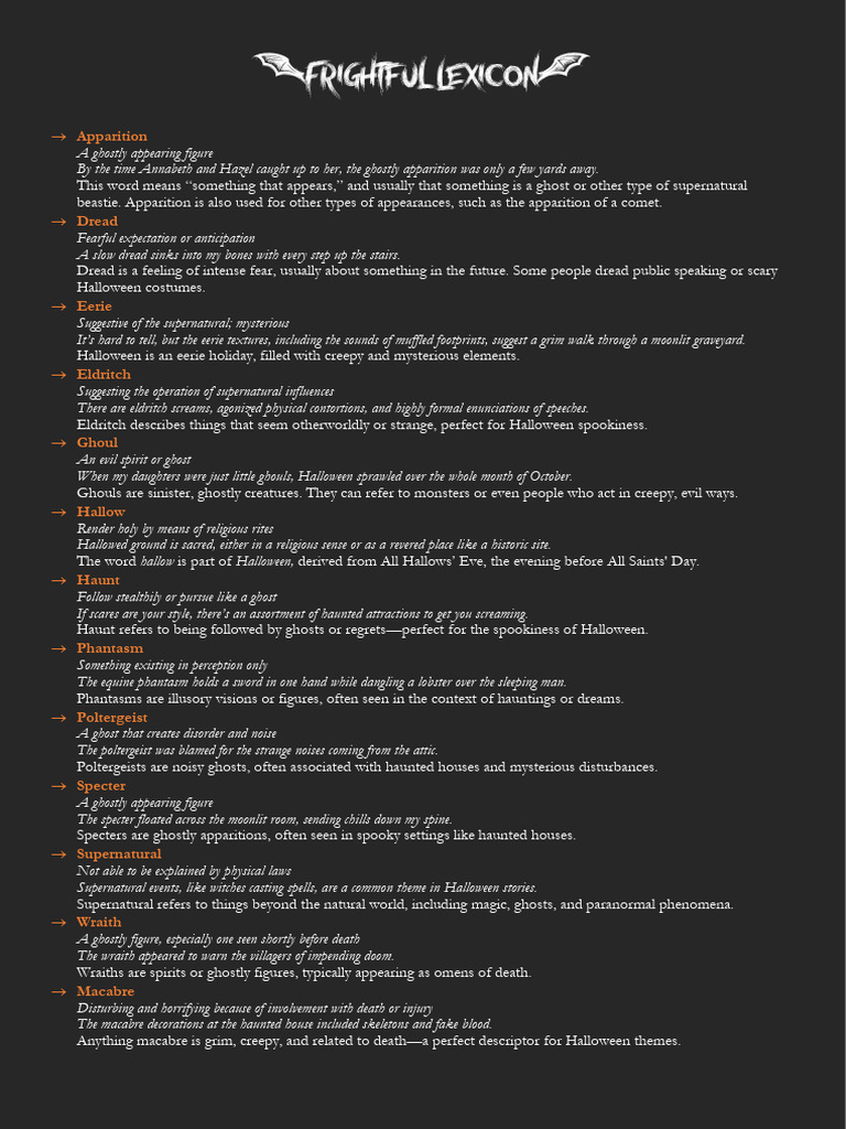 Frightful Lexicon | PDF | Ghosts | Halloween