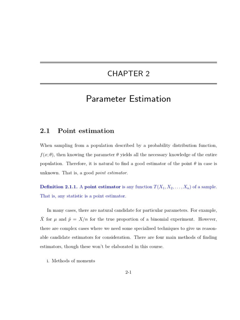 Chap 2 Parameter Estimation | PDF | Estimator | Bias Of An Estimator