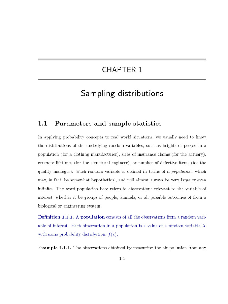Chap 1 Sampling Distributions | PDF | Probability Distribution | Normal Distribution