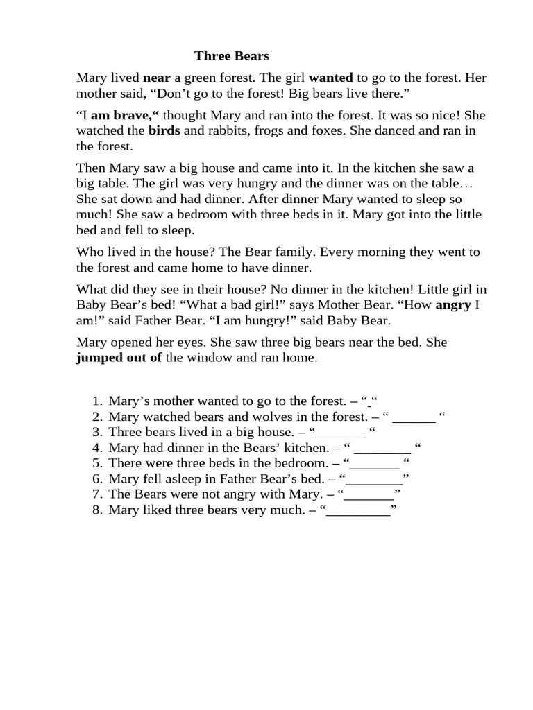 Three Bears | PDF