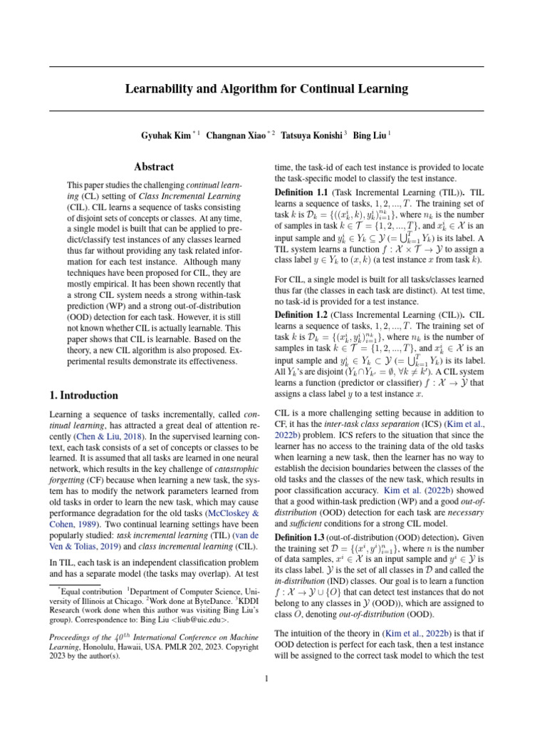 Learnability and ContinualLearning | PDF | Statistical Classification | Cognition