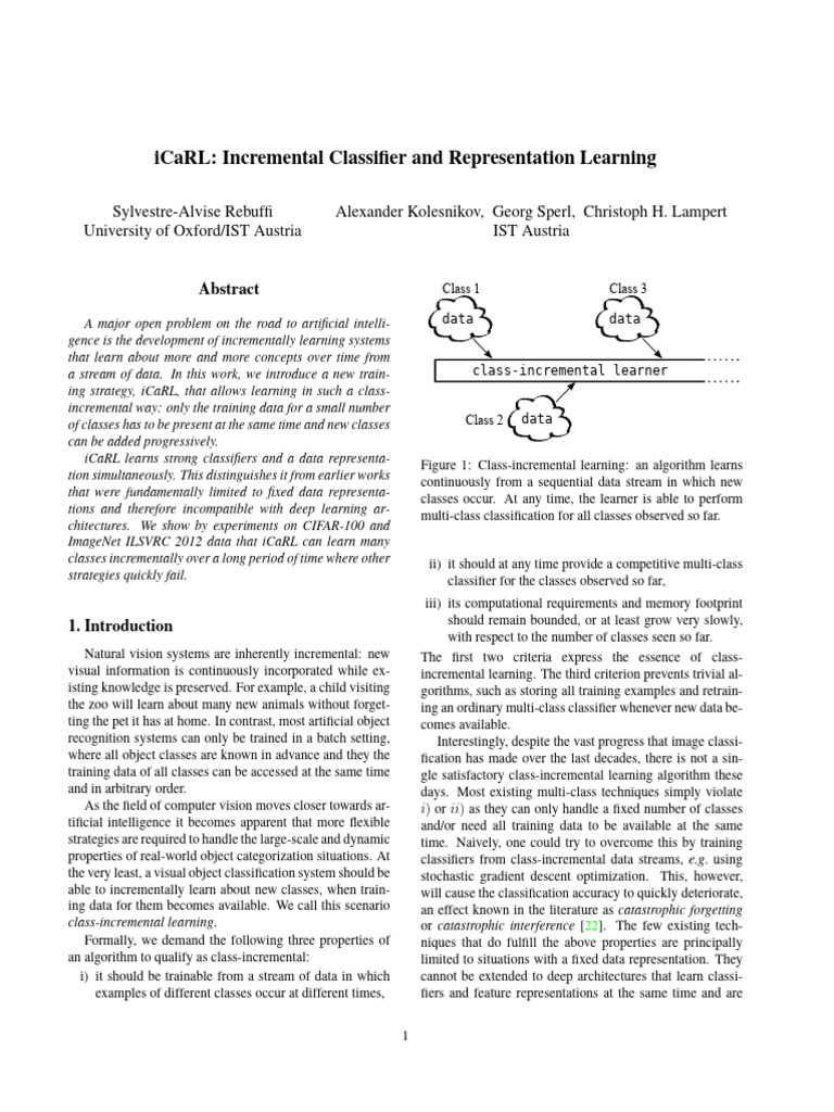 iCaRL: Incremental Learning Strategy | PDF | Statistical Classification ...