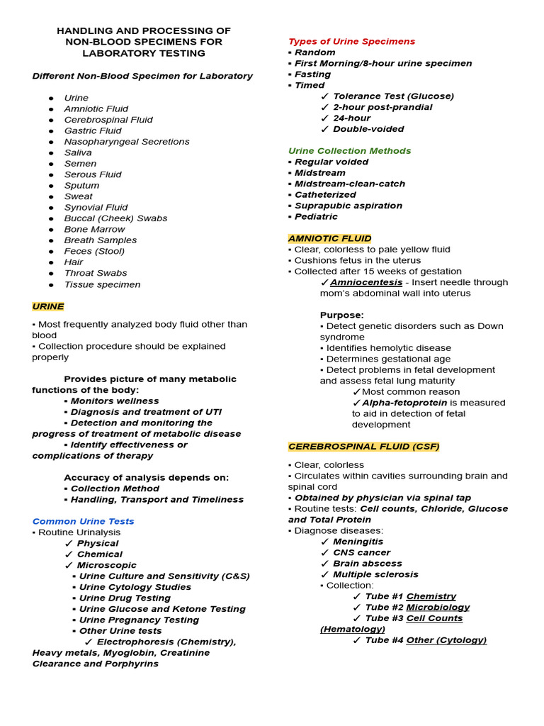 Non-Blood Specimen Collection Guide | PDF | Blood Donation | Biopsy