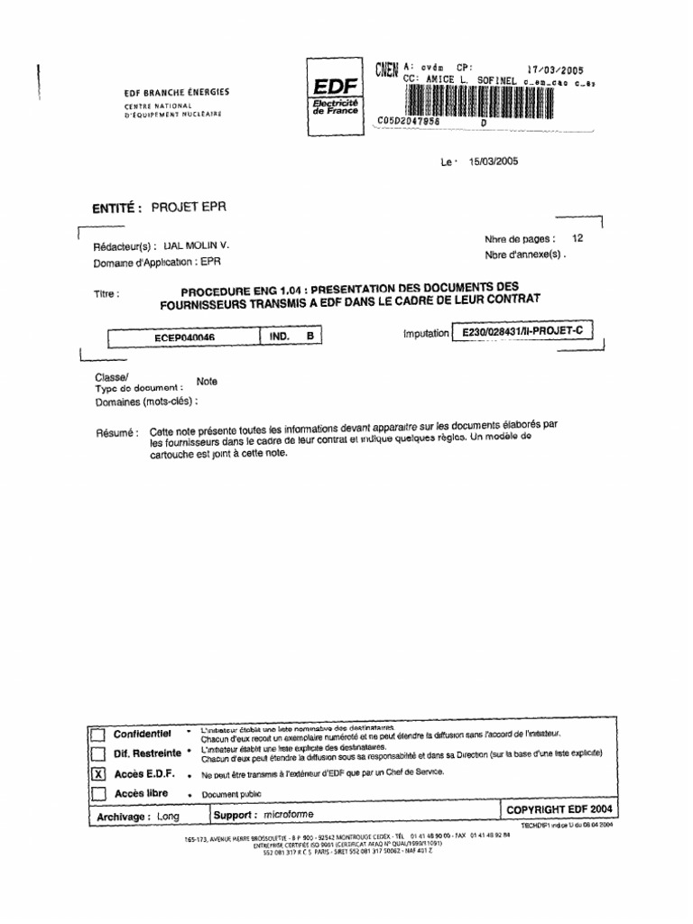 ENG1.04-ECEP040046B Présentation des documents fournisseurs | PDF