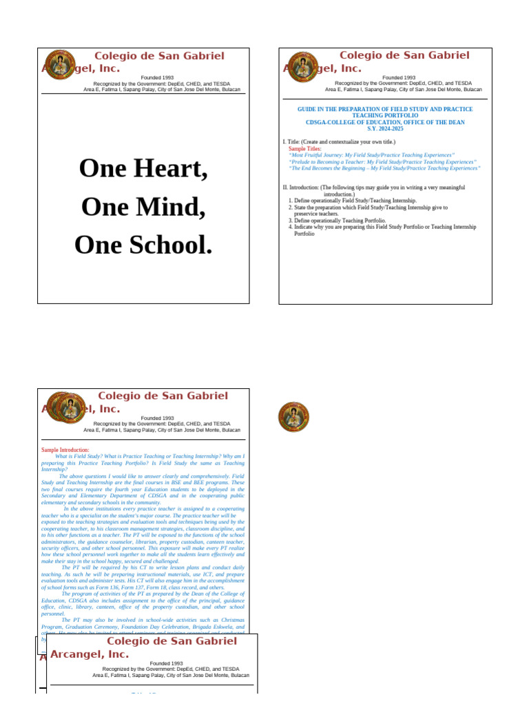 Guide For Field Study Portfolio | PDF | Teachers | Schools