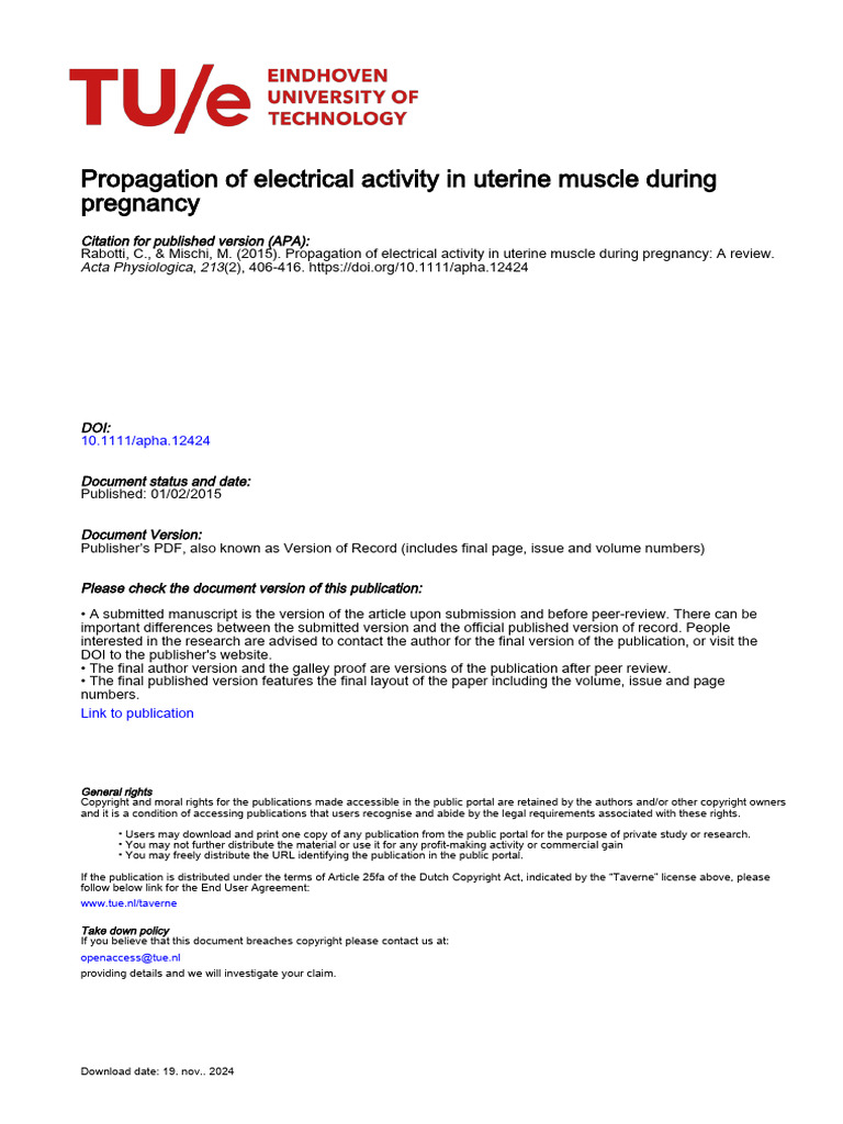 REVIEW Propagation of Electrical Activity in Uterine Muscle During ...