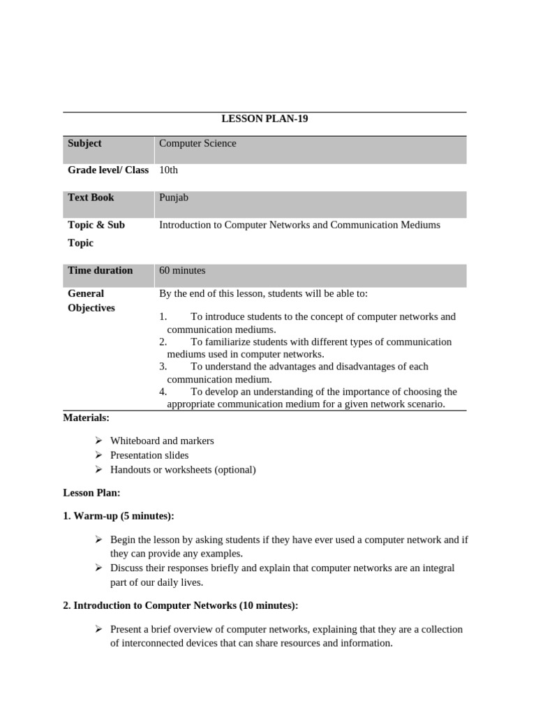 LESSON PLAN 30 | PDF | Computer Hardware | Data Type