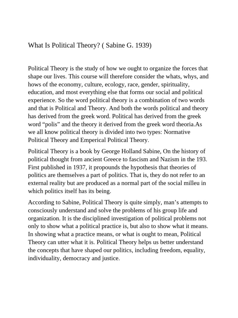 Understanding Political Theory Basics | PDF
